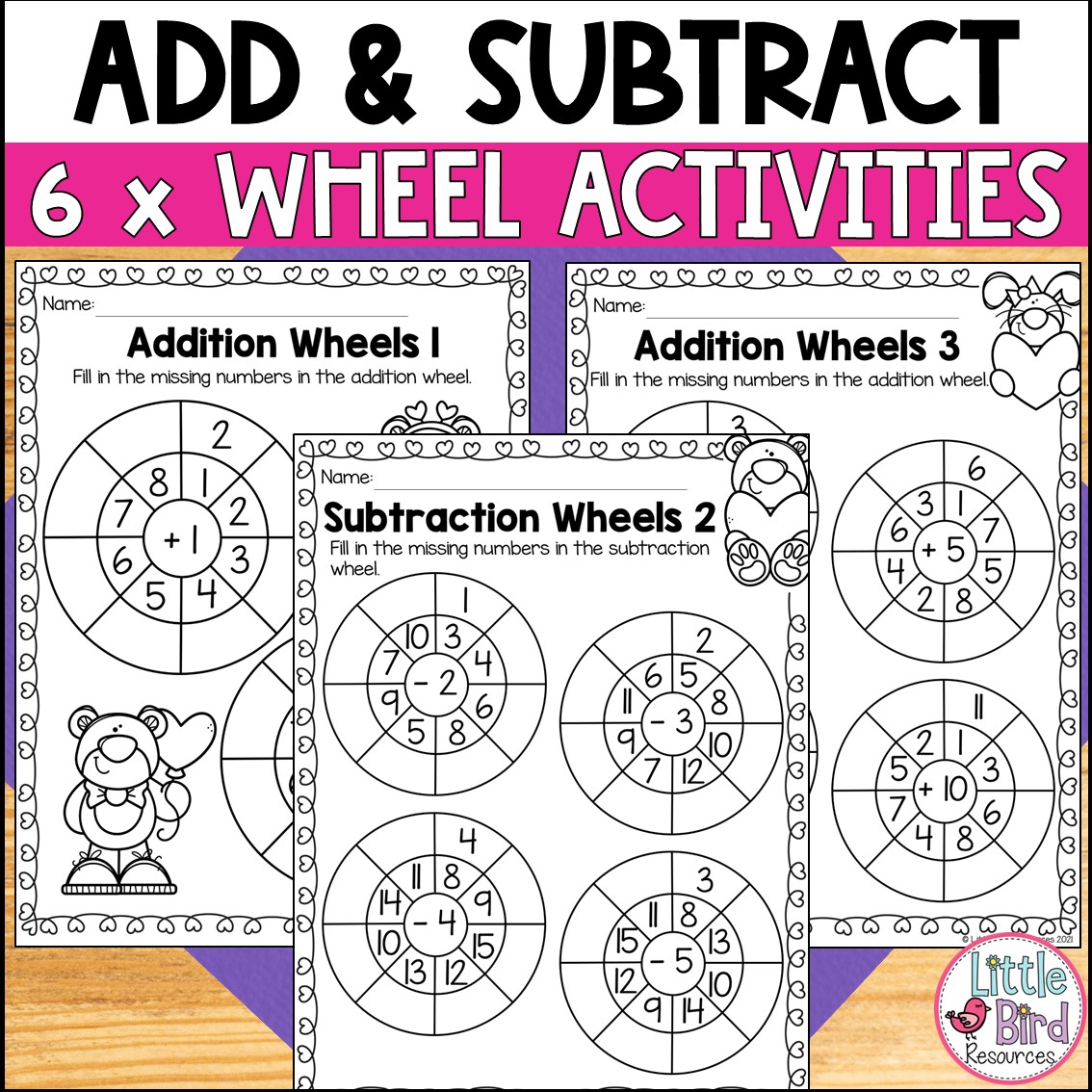 Valentine's Day Addition and Subtraction within 20 Worksheets February ...