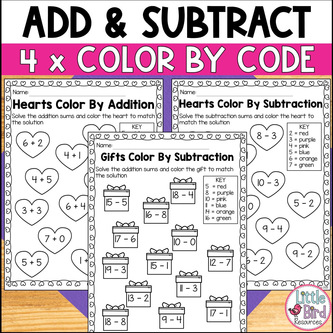 Valentine's Day Addition and Subtraction within 20 Worksheets February ...