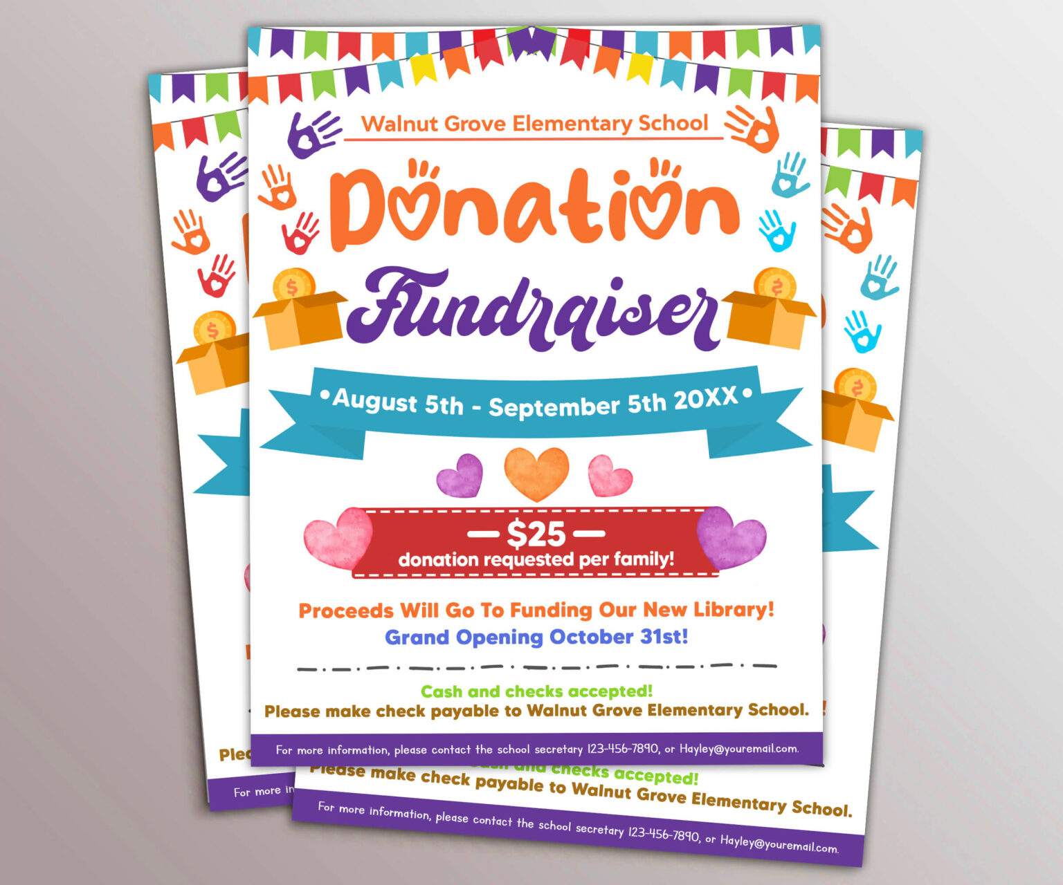 Editable Donation Fundraiser Flyer, PTA PTO School Church Fundraiser ...