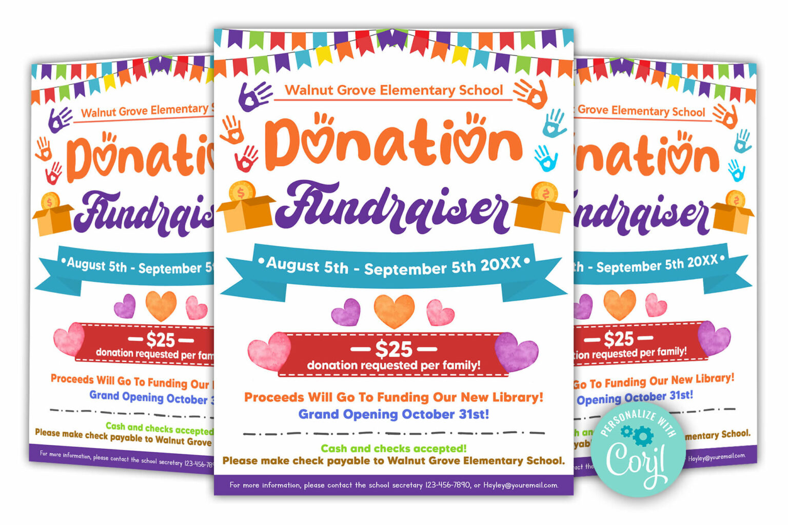 Editable Donation Fundraiser Flyer, PTA PTO School Church Fundraiser ...