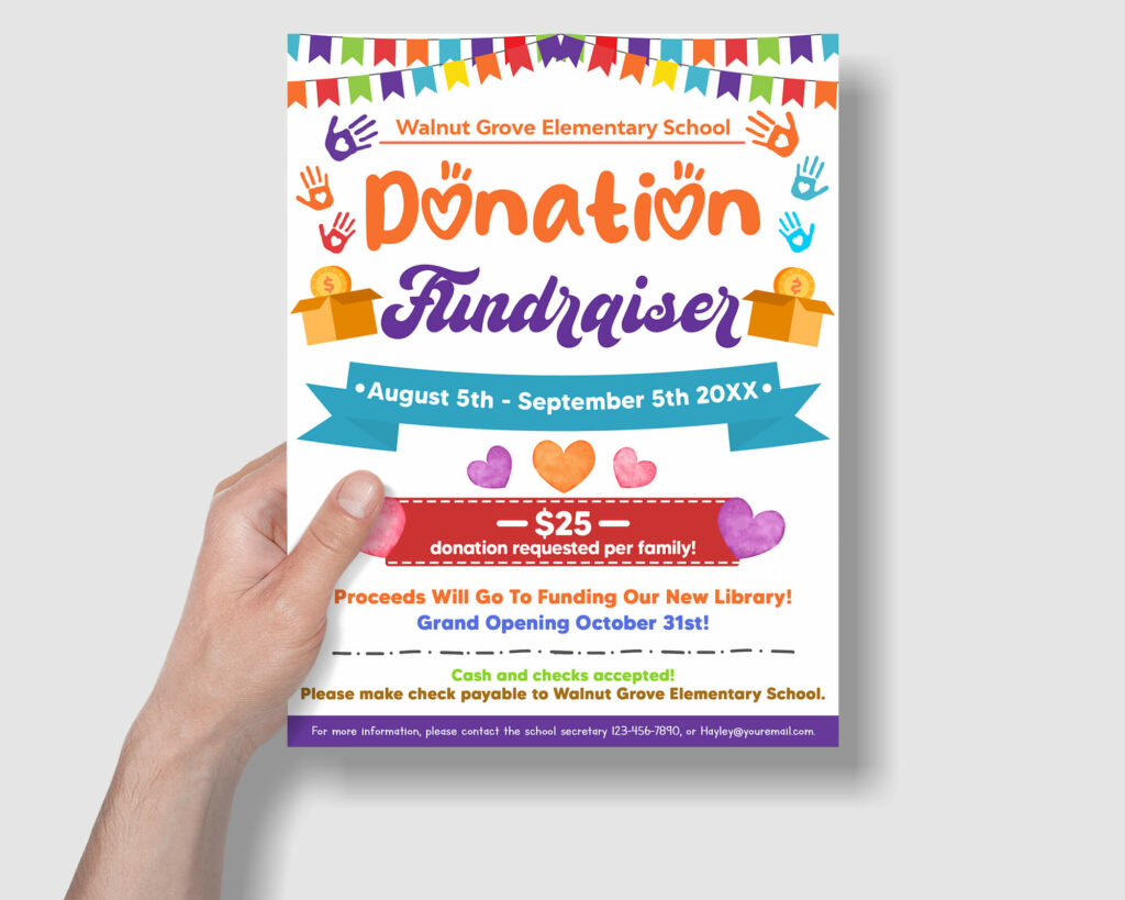 Editable Donation Fundraiser Flyer, PTA PTO School Church Fundraiser ...