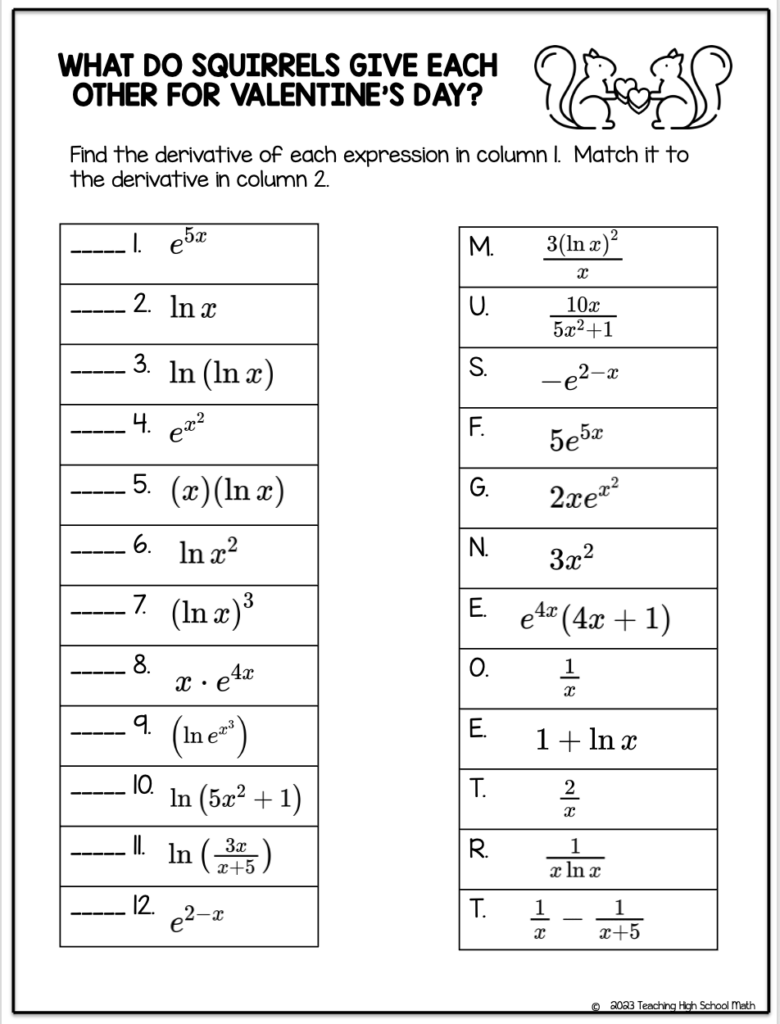 Calculus Derivative and Integral of Natural Log and Exponential ...