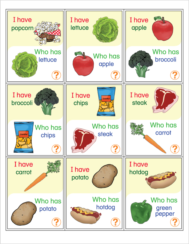 Food I Have Who Has Activity Set ESL ELL Newcomer Game | Made By Teachers