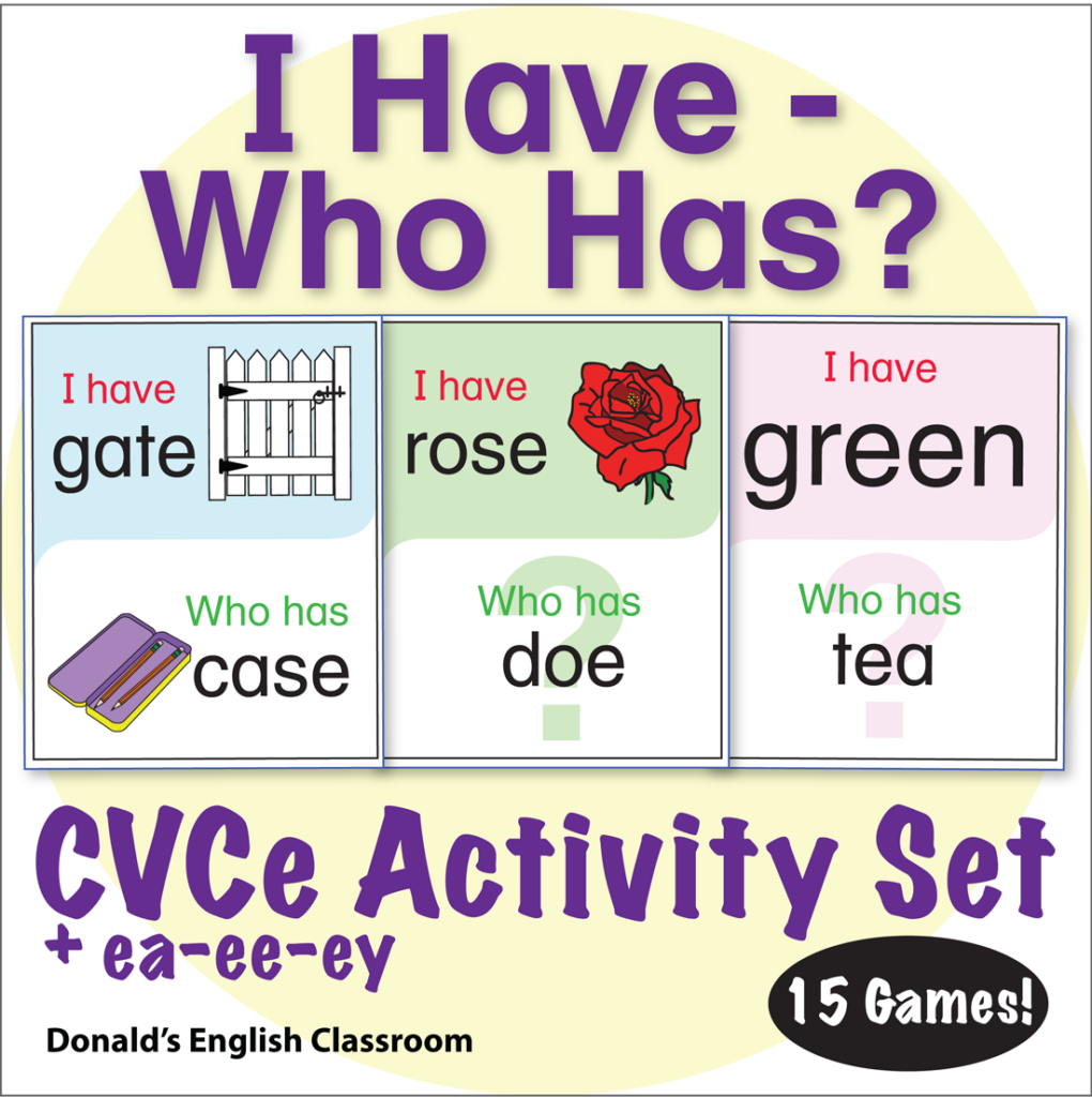 CVCe Word I Have Who Has Activity Set Long Vowels ESL ELL Newcomer Game ...