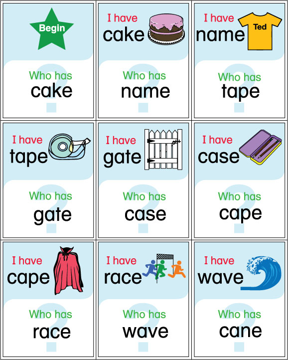 CVCe Word I Have Who Has Activity Set Long Vowels ESL ELL Newcomer Game ...