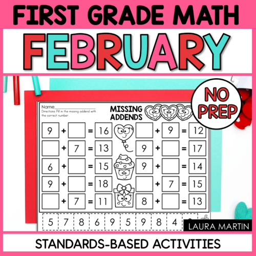 February Math Worksheets - First Grade Valentine Math Worksheets | Made ...