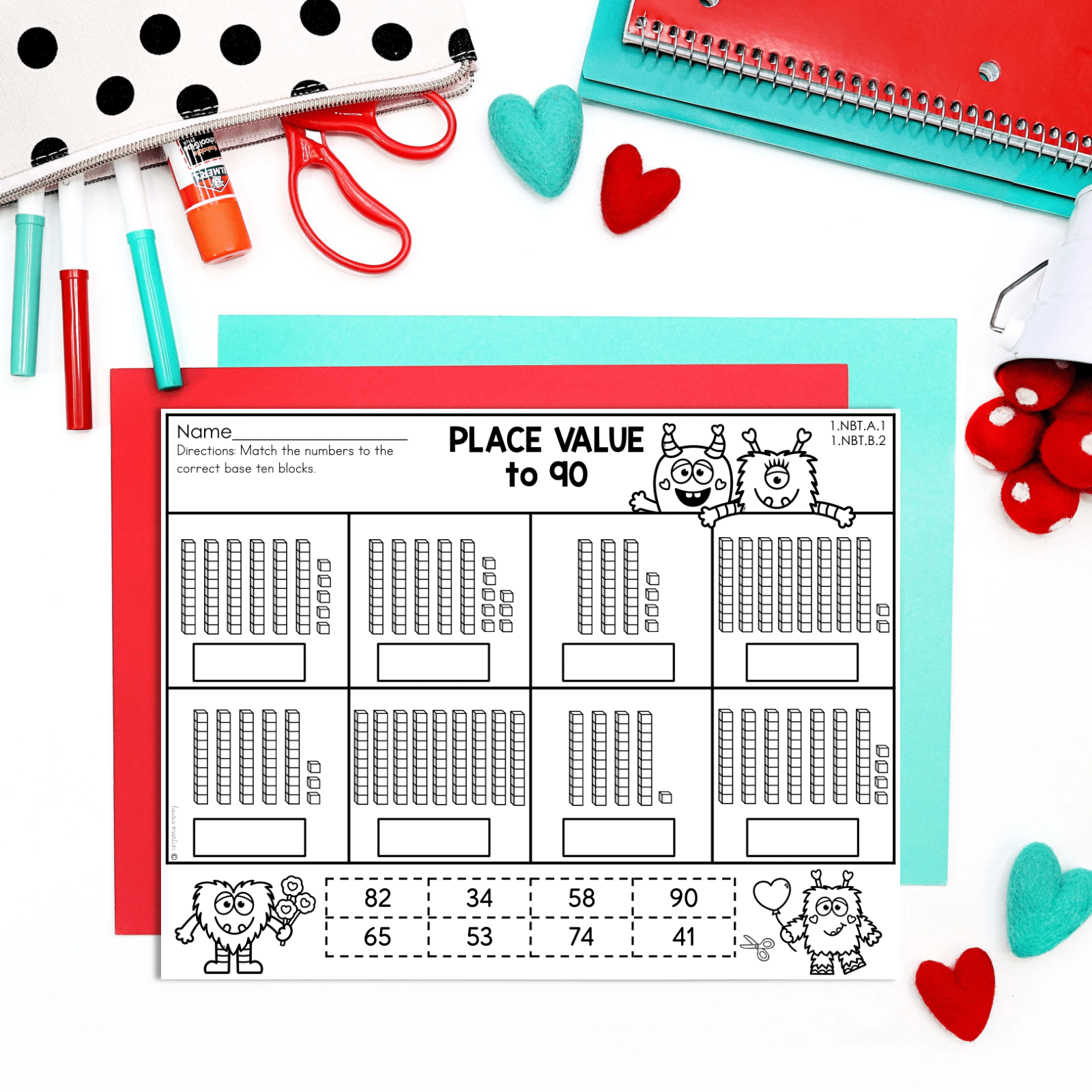 February Math Worksheets - First Grade Valentine Math Worksheets | Made ...