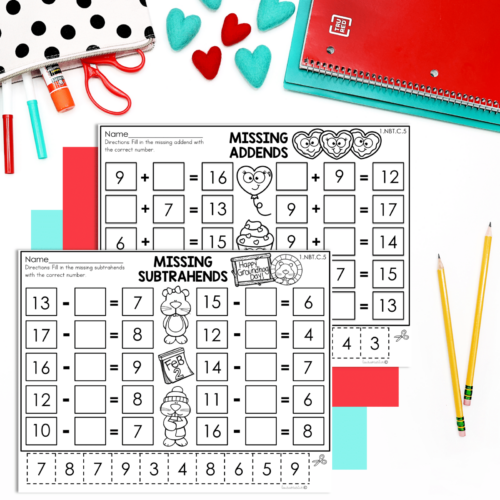 February Math Worksheets - First Grade Valentine Math Worksheets | Made ...