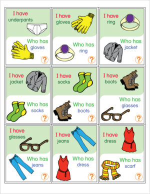 Clothing I Have Who Has Activity Set ESL ELL Newcomer Game | Made By ...