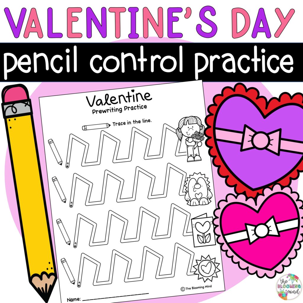 Valentine's Day Pencil Control Practice | Prewriting Skills Line ...