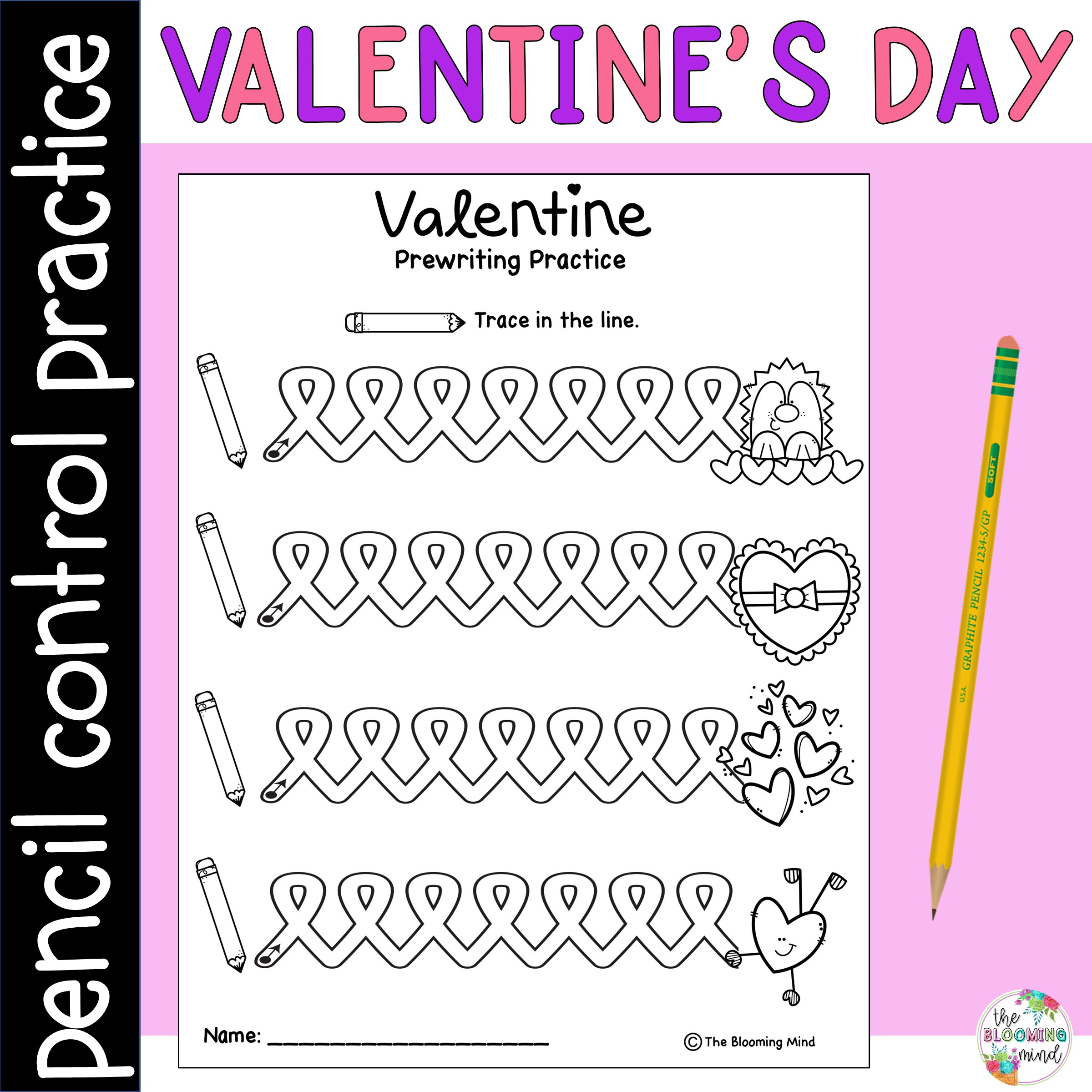 Valentine's Day Pencil Control Practice | Prewriting Skills Line ...