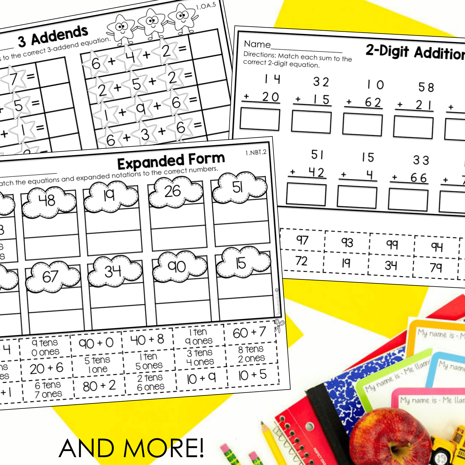 First Grade Math Worksheets - Math Centers - Morning Work | Made By ...