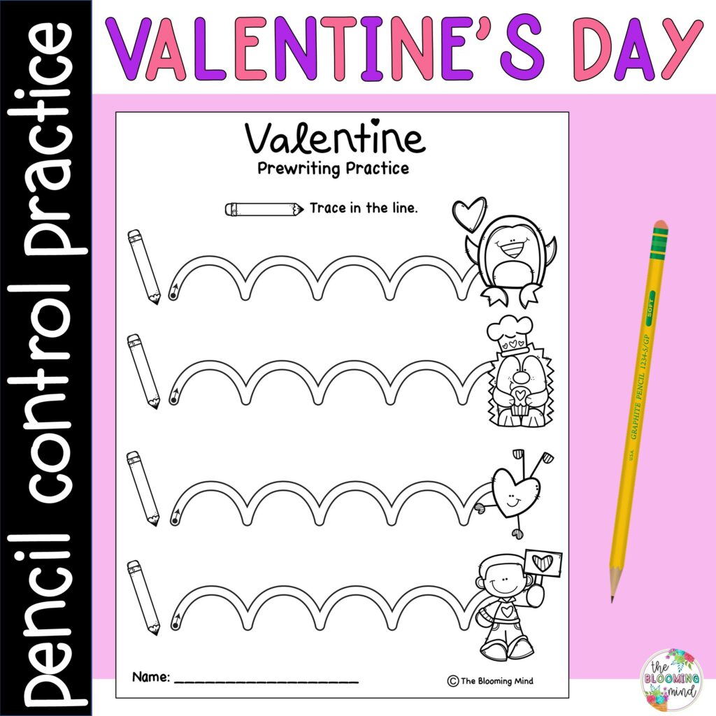 Valentine's Day Pencil Control Practice | Prewriting Skills Line ...