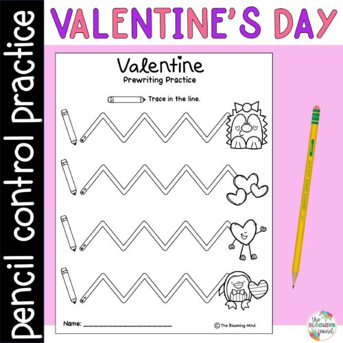 Valentine's Day Pencil Control Practice | Prewriting Skills Line ...