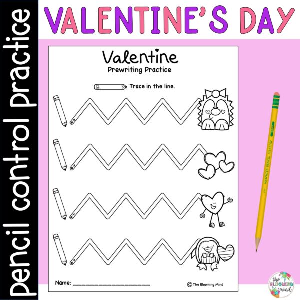 Valentine's Day Pencil Control Practice | Prewriting Skills Line ...