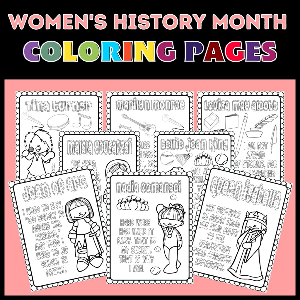 Women's History Month Coloring Pages, Inspiring Quotes for Women's ...