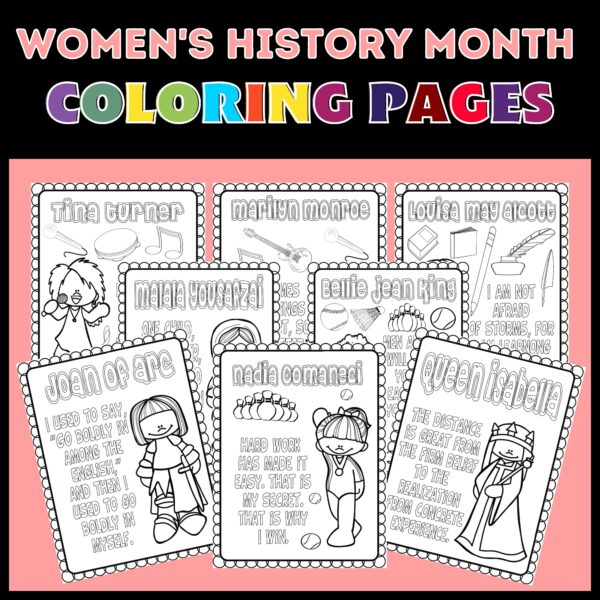 Women's History Month Coloring Pages, Inspiring Quotes for Women's ...
