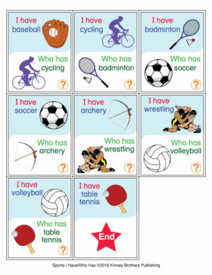Sports I Have Who Has Activity Set | ESL ELL Newcomer Game | Made By ...