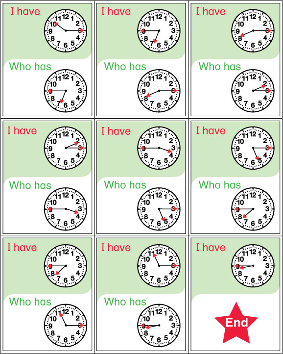 Clock I Have Who Has Activity Set ESL ELL Newcomer Game | Made By Teachers