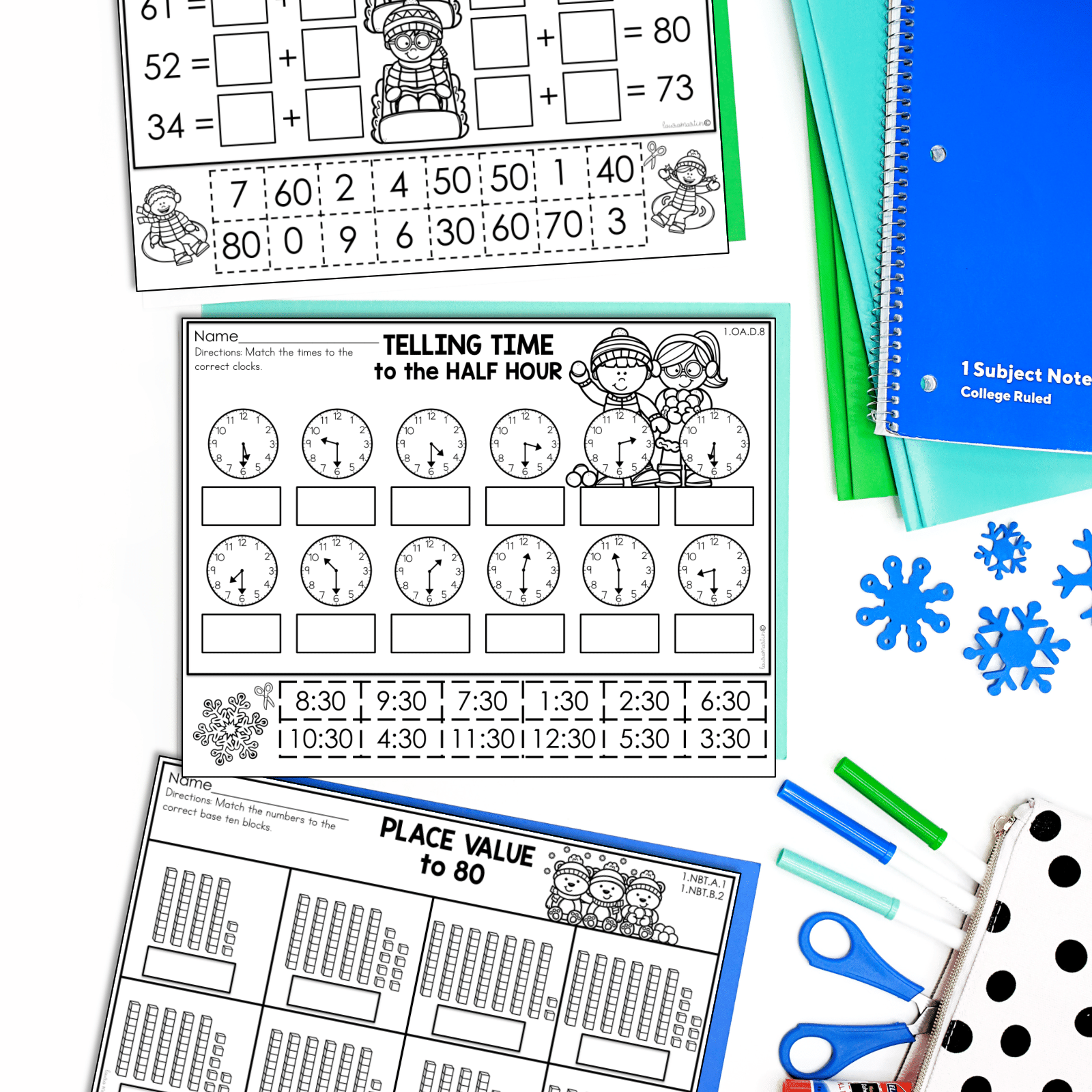 Winter Math Worksheets - January Math - First Grade Math Activities ...