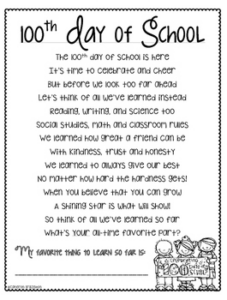 100th Day of School Poem Activity Freebie | Made By Teachers