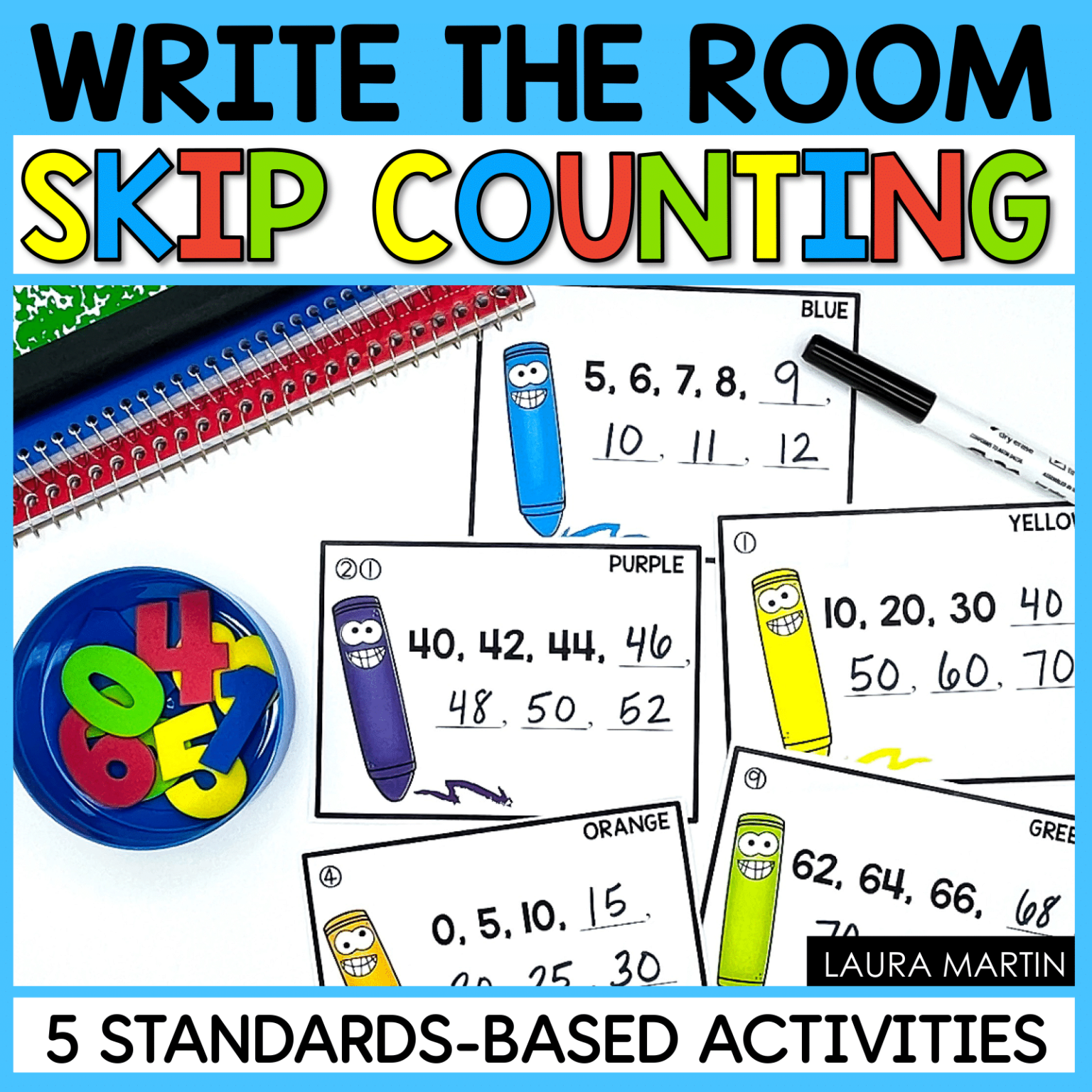 Skip Counting by 2, 5 and 10 - Skip Counting Task Cards - Count the ...