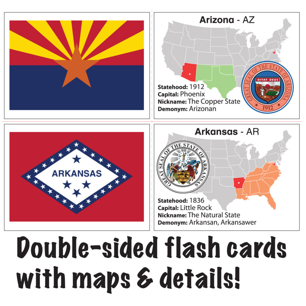 USA State Flag Flash Cards ESL ELL EFL Newcomer | Made By Teachers
