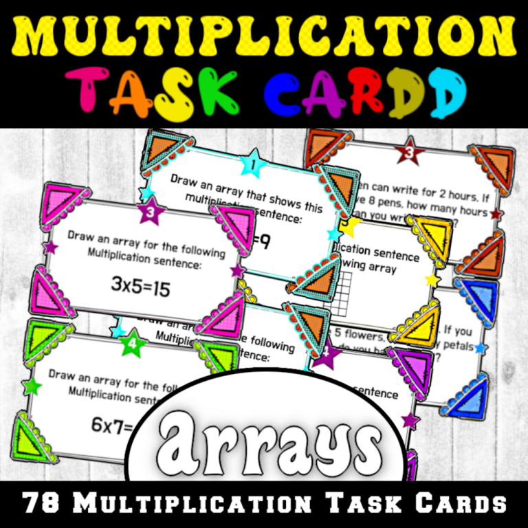 Multiplication Arrays Worksheets, Strategy, Poster, Task Cards (Word ...