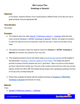 Greetings in Spanish Mini Lesson Plan and Video (Lección Preliminar ...