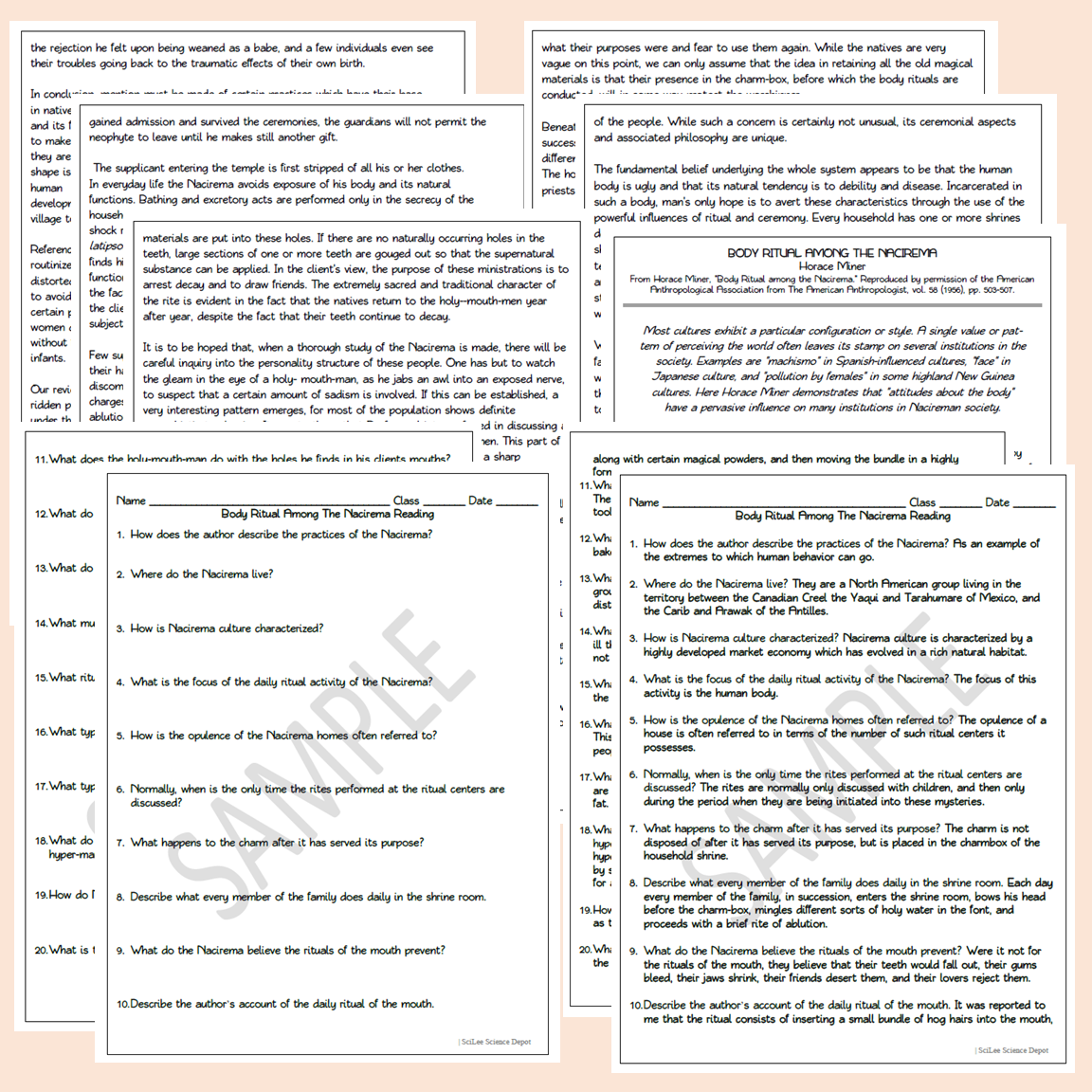 Body Ritual Among the Nacirema Active Reading & Worksheet | Made By ...