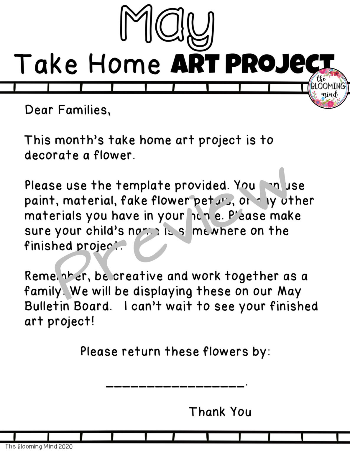 Monthly Take Home Art Projects for Preschool or Kindergarten | Made By ...