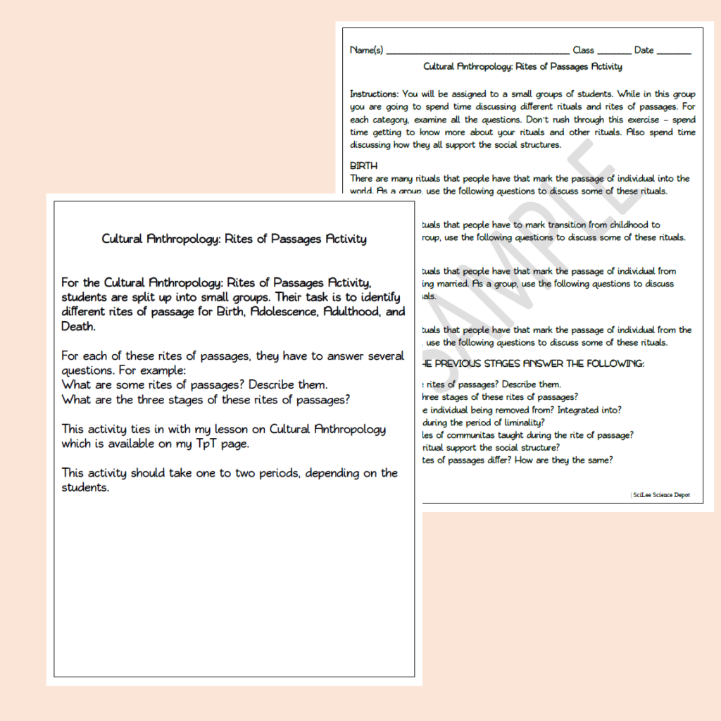 Cultural Anthropology: Rites of Passage Activity | Made By Teachers