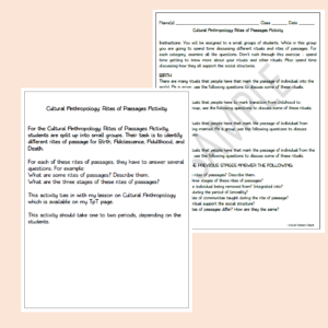 Cultural Anthropology: Rites of Passage Activity | Made By Teachers