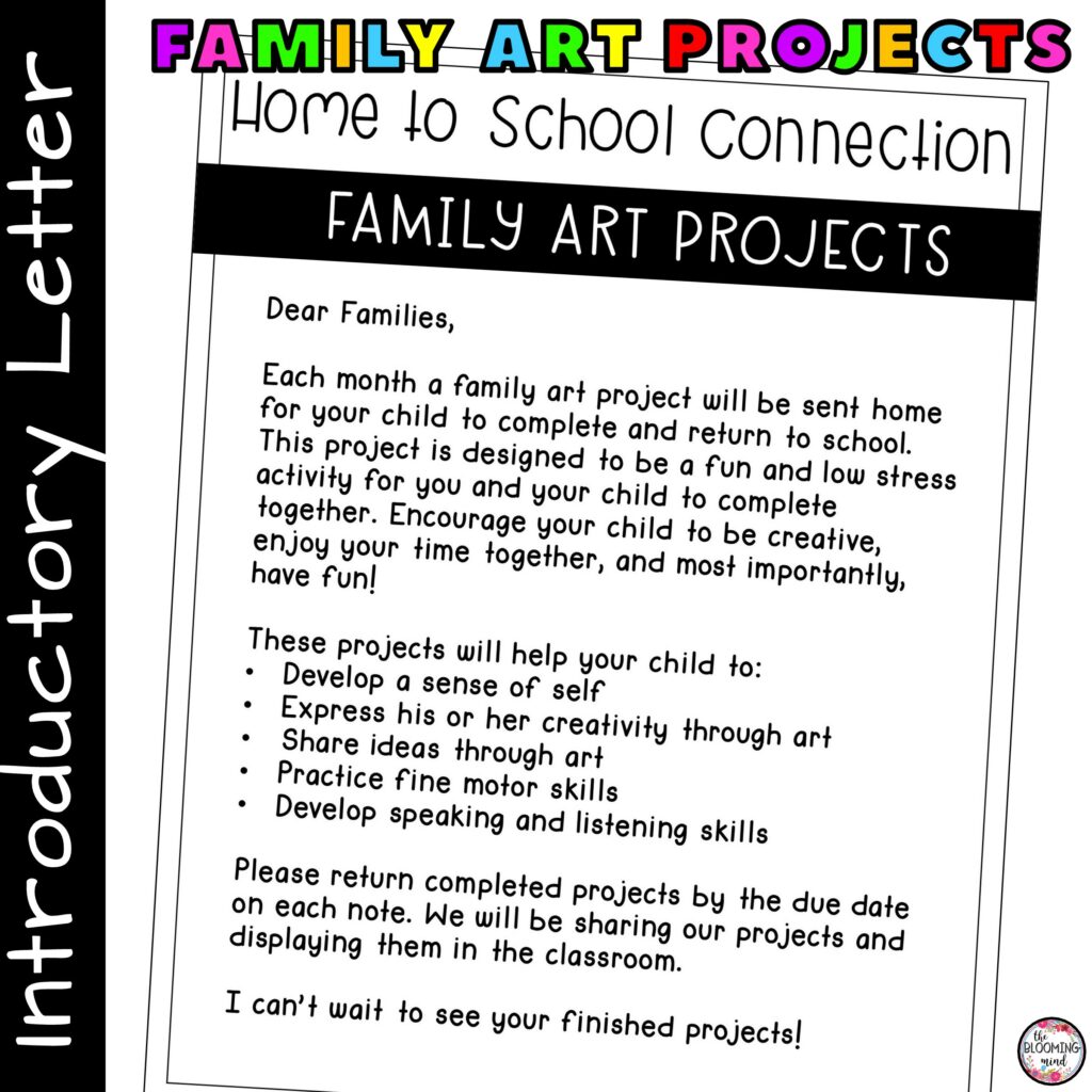 Monthly Take Home Art Projects for Preschool or Kindergarten - Made By ...