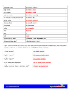 Expressing Likes and Dislikes Mini Lesson Plan and Videos (Lección ...