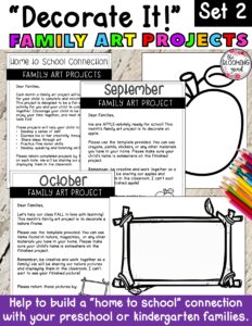 Monthly Take Home Art Projects for Preschool or Kindergarten | Made By ...