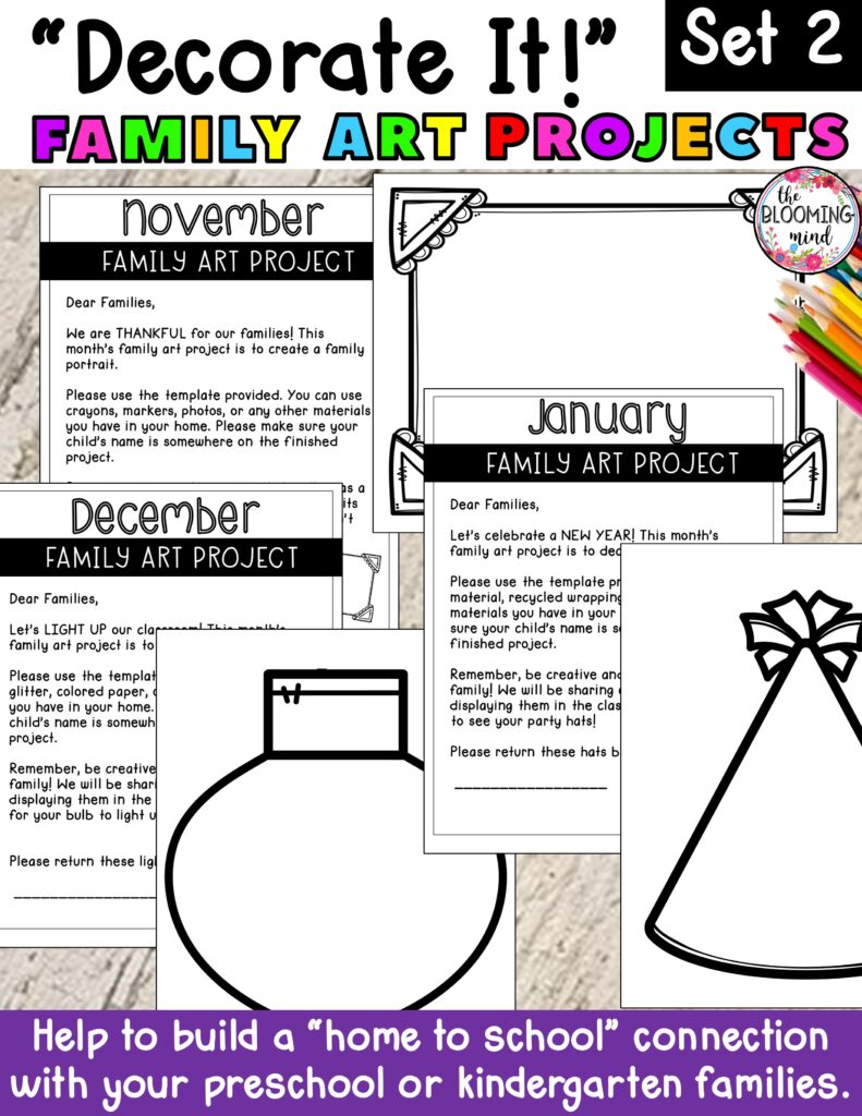Monthly Take Home Art Projects for Preschool or Kindergarten | Made By ...