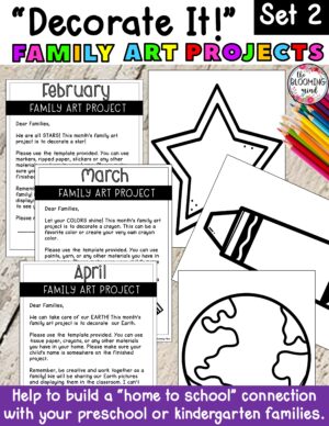 Monthly Take Home Art Projects for Preschool or Kindergarten | Made By ...