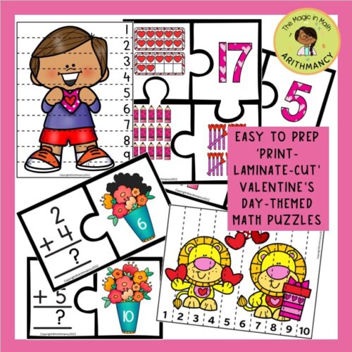 Valentine’s Day-themed Math Puzzles | Math Center | Math Activity ...