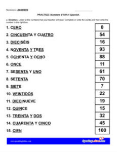 Numbers 0-100 in Spanish Mini Lesson Plan for Spanish 1 (Lección ...