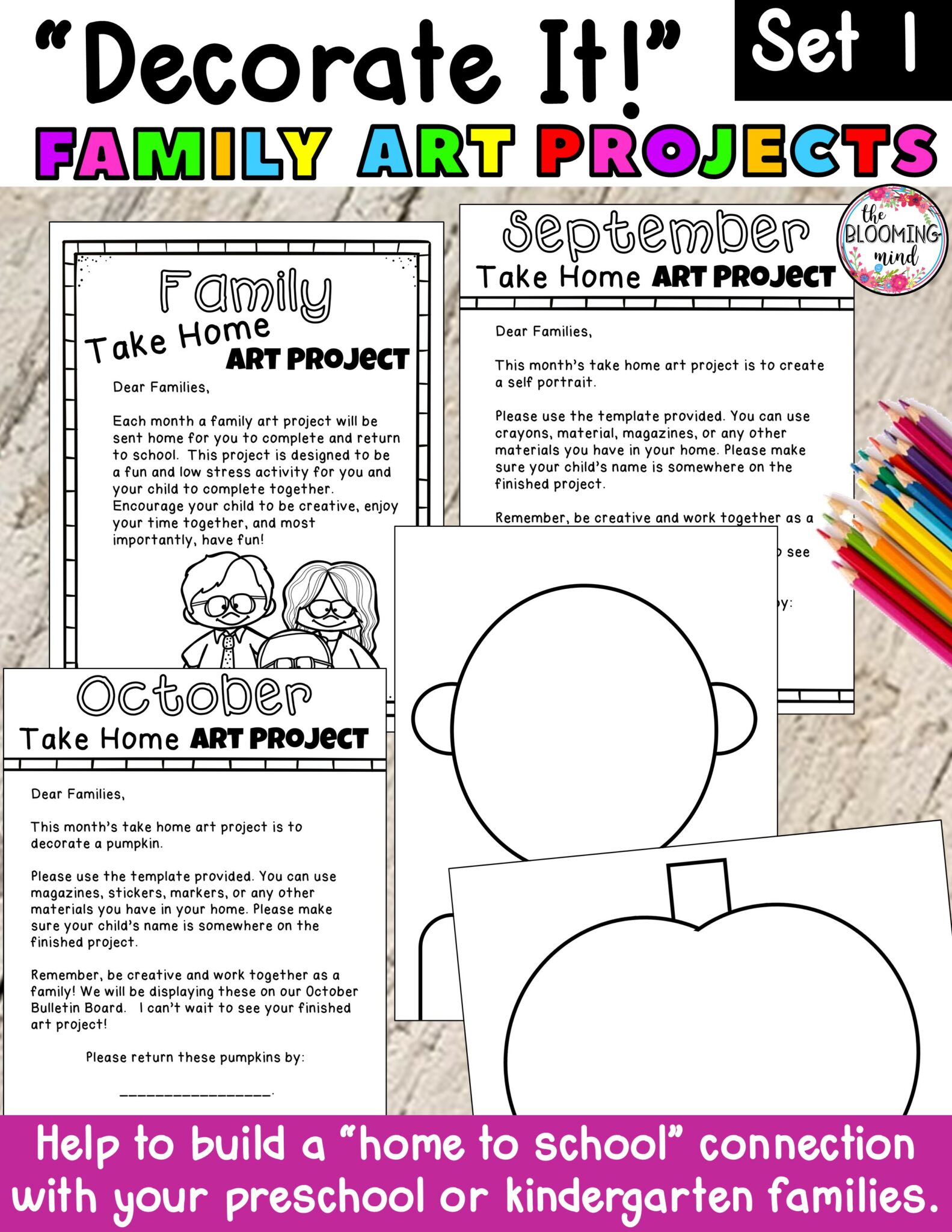 Monthly Take Home Art Projects Bundle for Preschool or Kindergarten ...