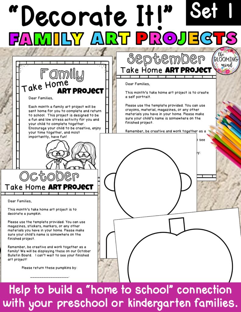 Monthly Take Home Art Projects Bundle for Preschool or Kindergarten ...