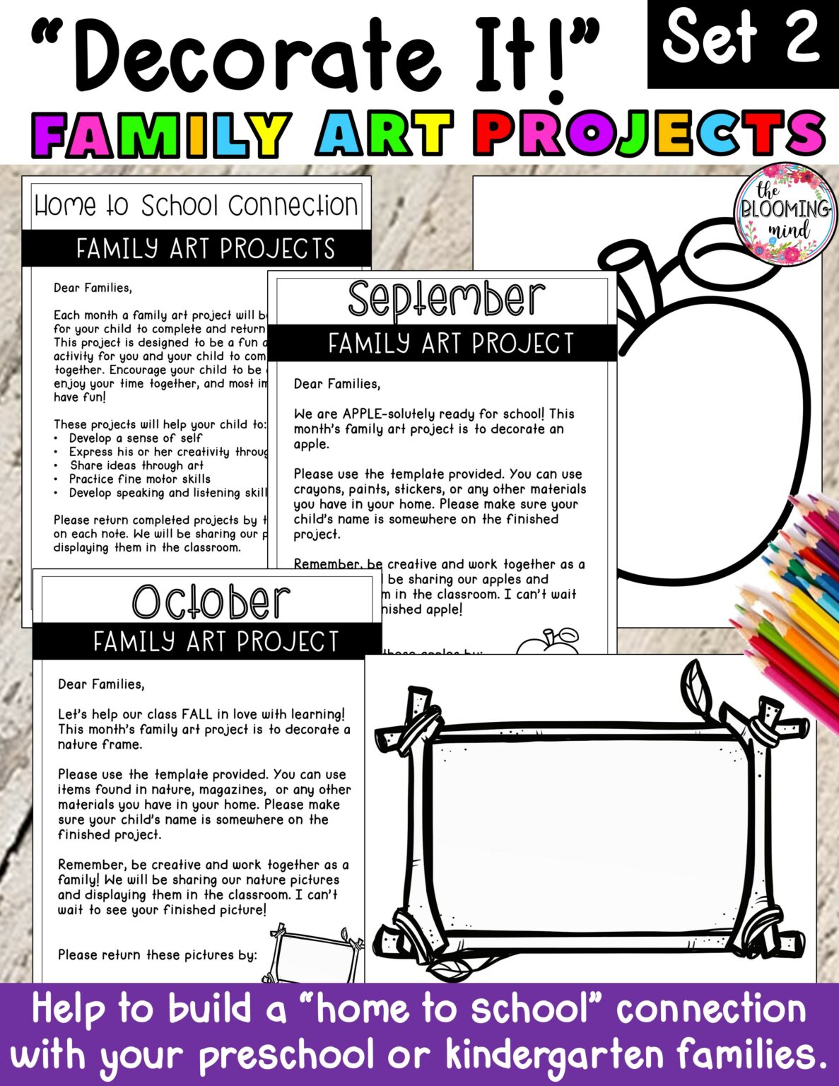 Monthly Take Home Art Projects Bundle for Preschool or Kindergarten ...