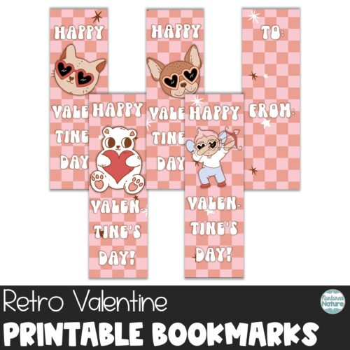 Printable Groovy Retro Valentine’s Day Bookmarks Cats and Dogs | Made ...