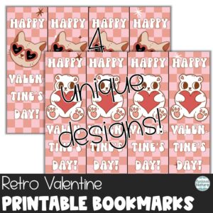 Printable Groovy Retro Valentine’s Day Bookmarks Cats and Dogs | Made ...