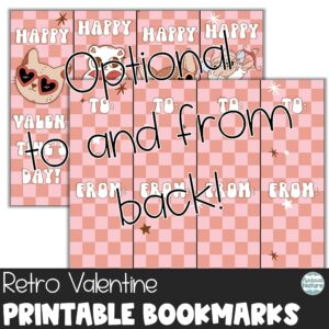 Printable Groovy Retro Valentine’s Day Bookmarks Cats and Dogs | Made ...
