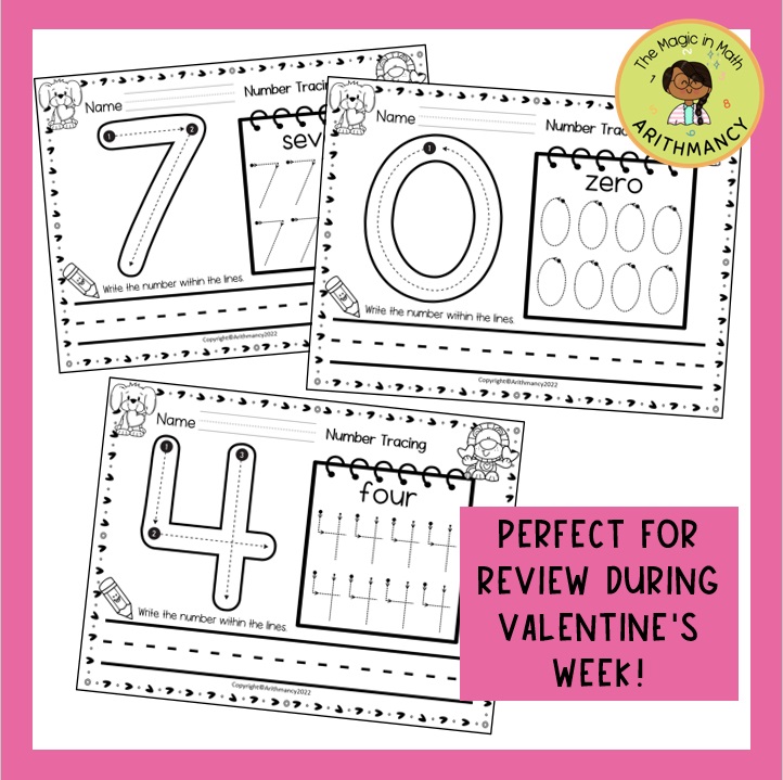 Valentine's Day Themed Numbers 1-10 Printable Tracing Worksheets ...