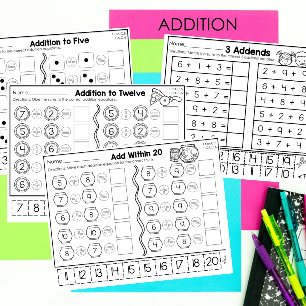 First Grade Math Worksheets SET 2 - First Grade Math Assessments | Made ...