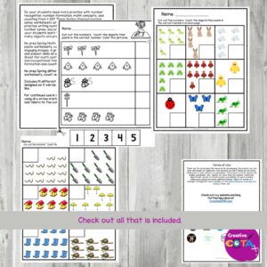 No Prep Spring Math Numbers 1-20 Cut and Paste Worksheets | Made By ...