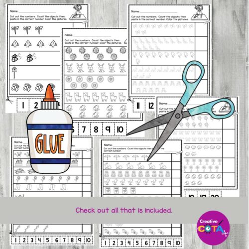 No Prep Spring Math Numbers 1-20 Cut and Paste Worksheets | Made By ...